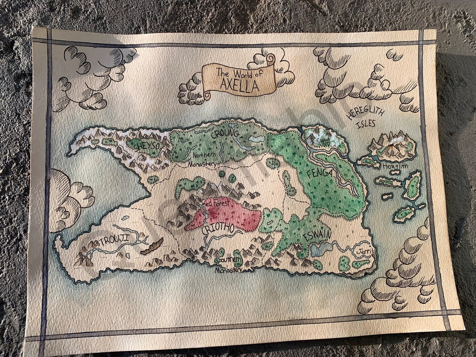 Custom Fantasy Map Tolkien Style Map Dungeon and Dragons World Map ...