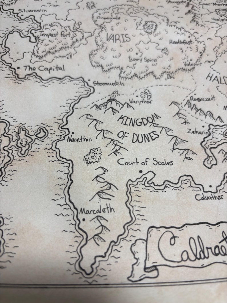 Custom Fantasy Map - Tolkien Style Map - Dungeon and Dragons World Map ...
