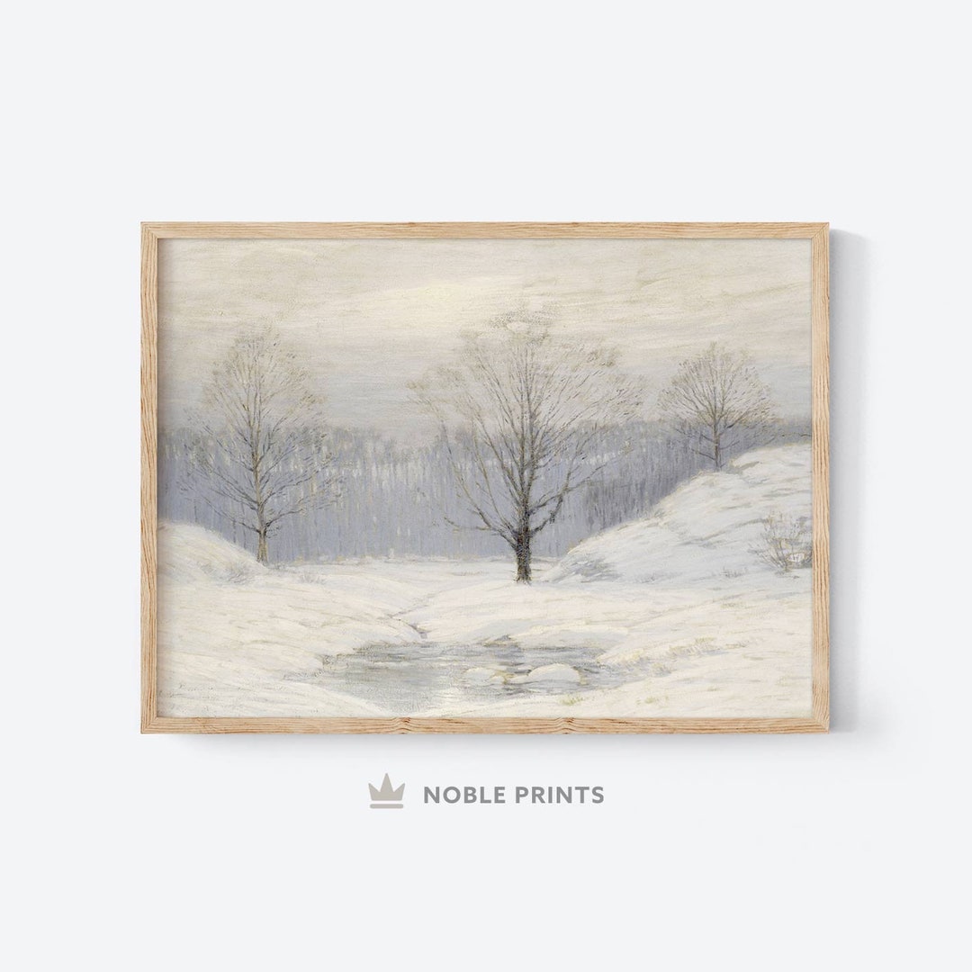 Vintage Winter Print, Printable, Vintage Winter Art, Winter Landscape ...