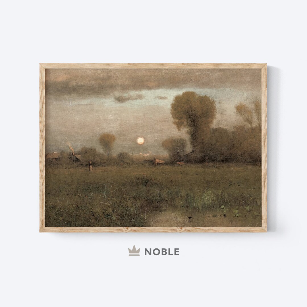 Vintage Moonlight Painting, Printable, Vintage Landscape Painting ...