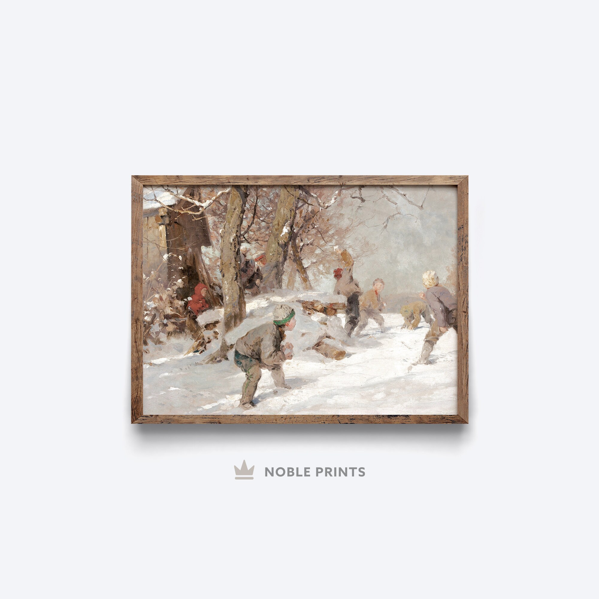 Vintage Christmas Decor, Printable, Snowball Fight, Vintage Christmas ...