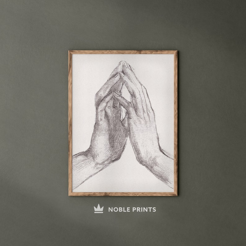 Vintage Hand Drawing, Printable Art, Sketch of Hands, Black and White ...