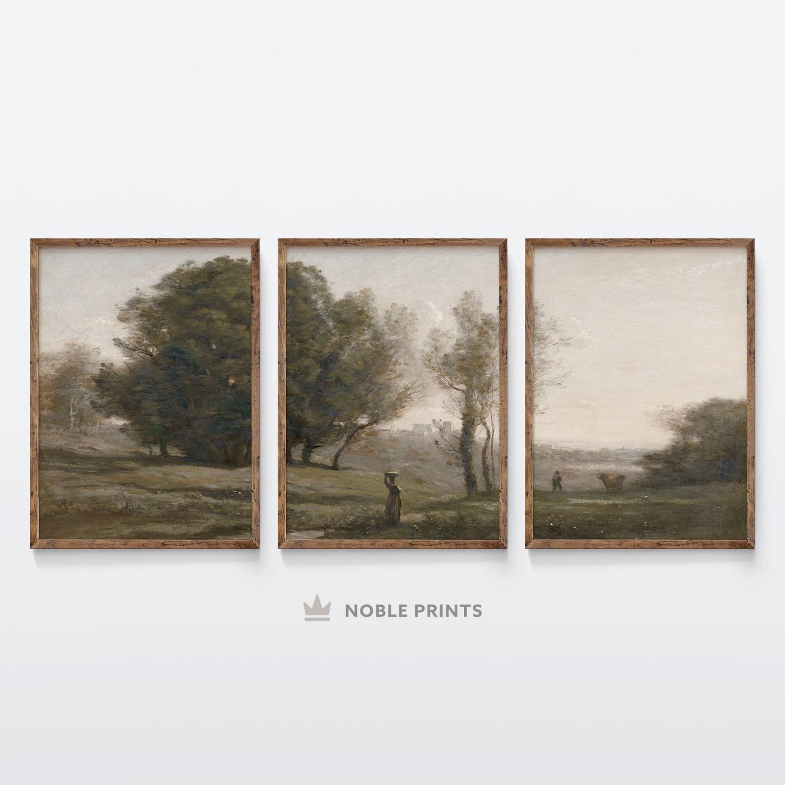 Rural Landscape Paintings Set of 3 Prints, Printable, Farmhouse Wall ...