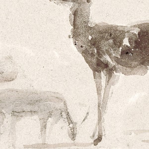 Deer Wall Art, Printable, Vintage Neutral Wall Art, Deer Watercolor ...