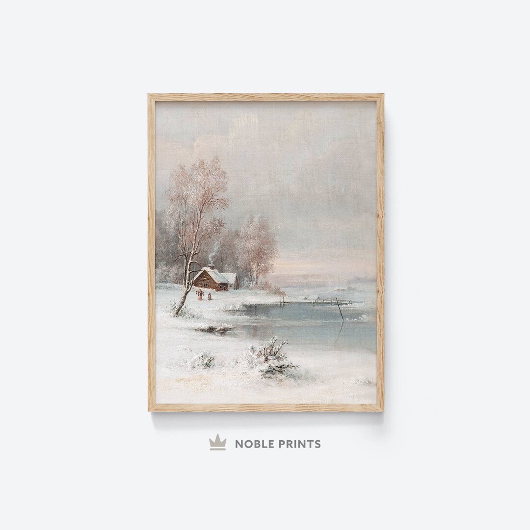Farmhouse Winter Print, Printable, Winter Landscape, Vintage Christmas ...