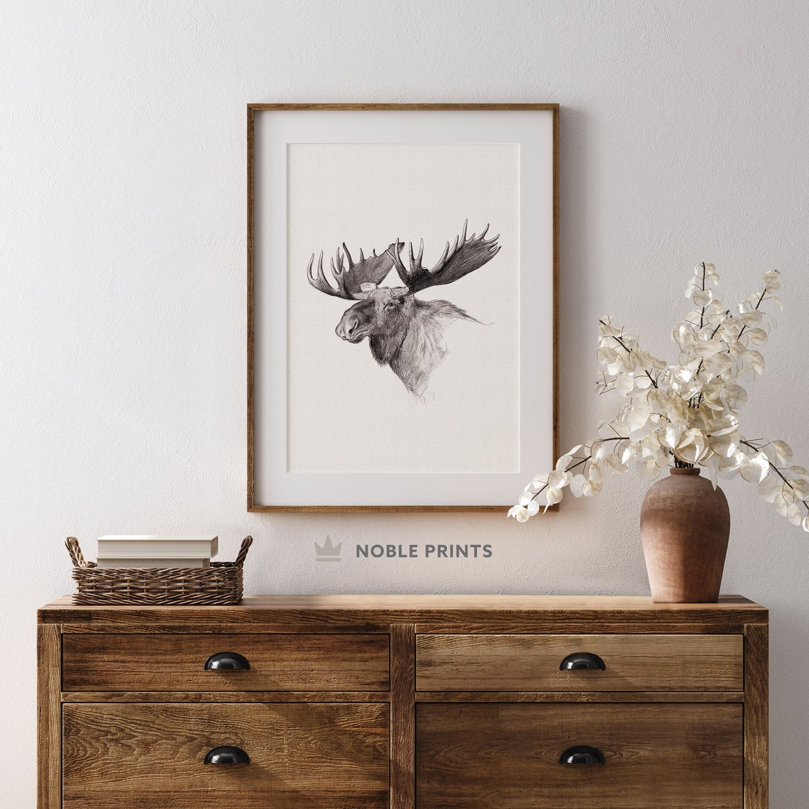 Vintage Moose Sketch Art Rustic Cabin Decor Antique Wall Art - Etsy