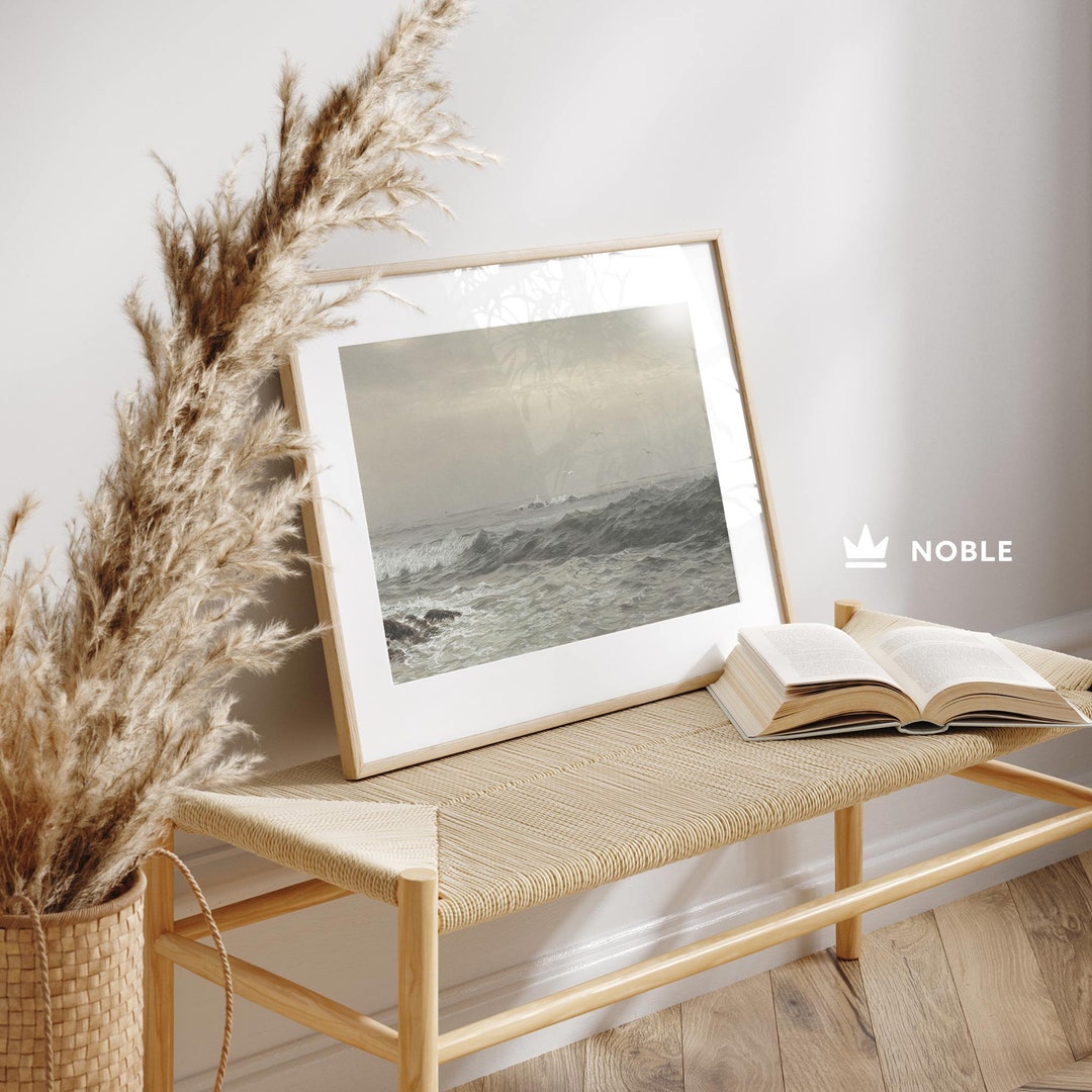 Muted Ocean Painting, Printable, Muted Print, Beach Wall Art, Nautical Wall Art, Antique ...