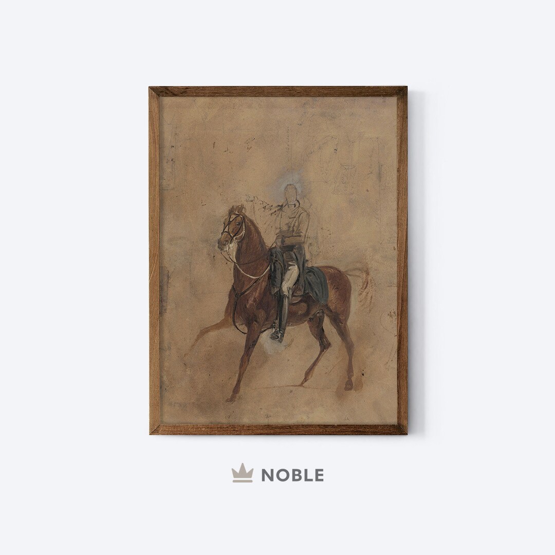 Vintage Horse Study, Printable, Rustic Horse Painting, Vintage Horse ...