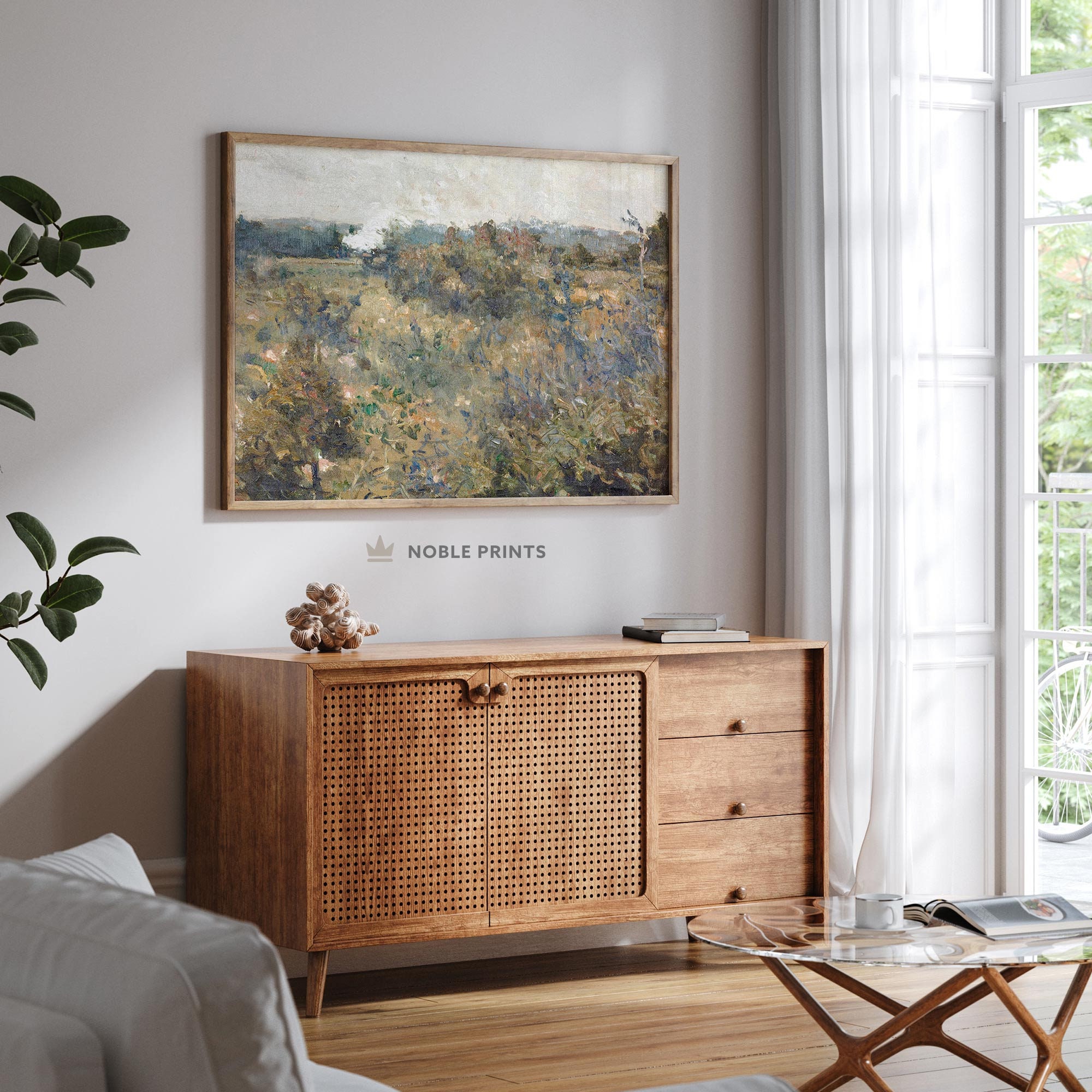 Neutral Country Landscape Painting, Printable, Countryside Field ...