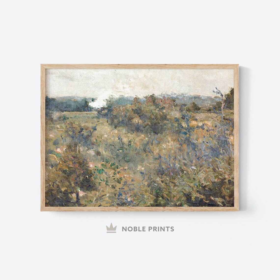 Neutral Country Landscape Painting, Printable, Countryside Field ...