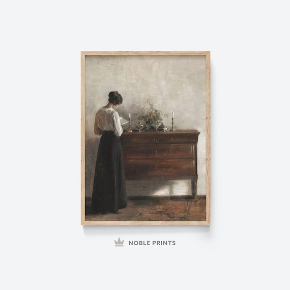 Lady Reading Vintage Painting Printable Antique Woman - Etsy
