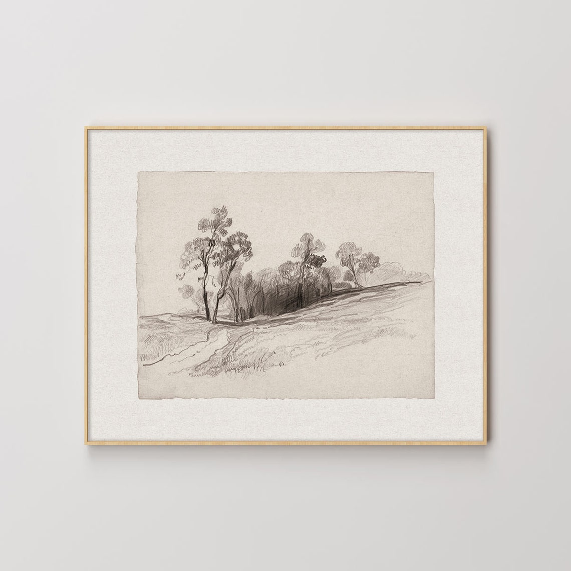 Vintage Landscape Drawing Printable Forest Sketch Digital | Etsy