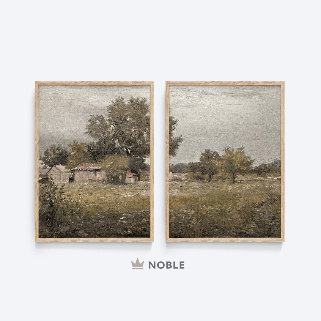 Vintage Country Landscape Wall Art Set, Printable, Set of 2 Prints ...