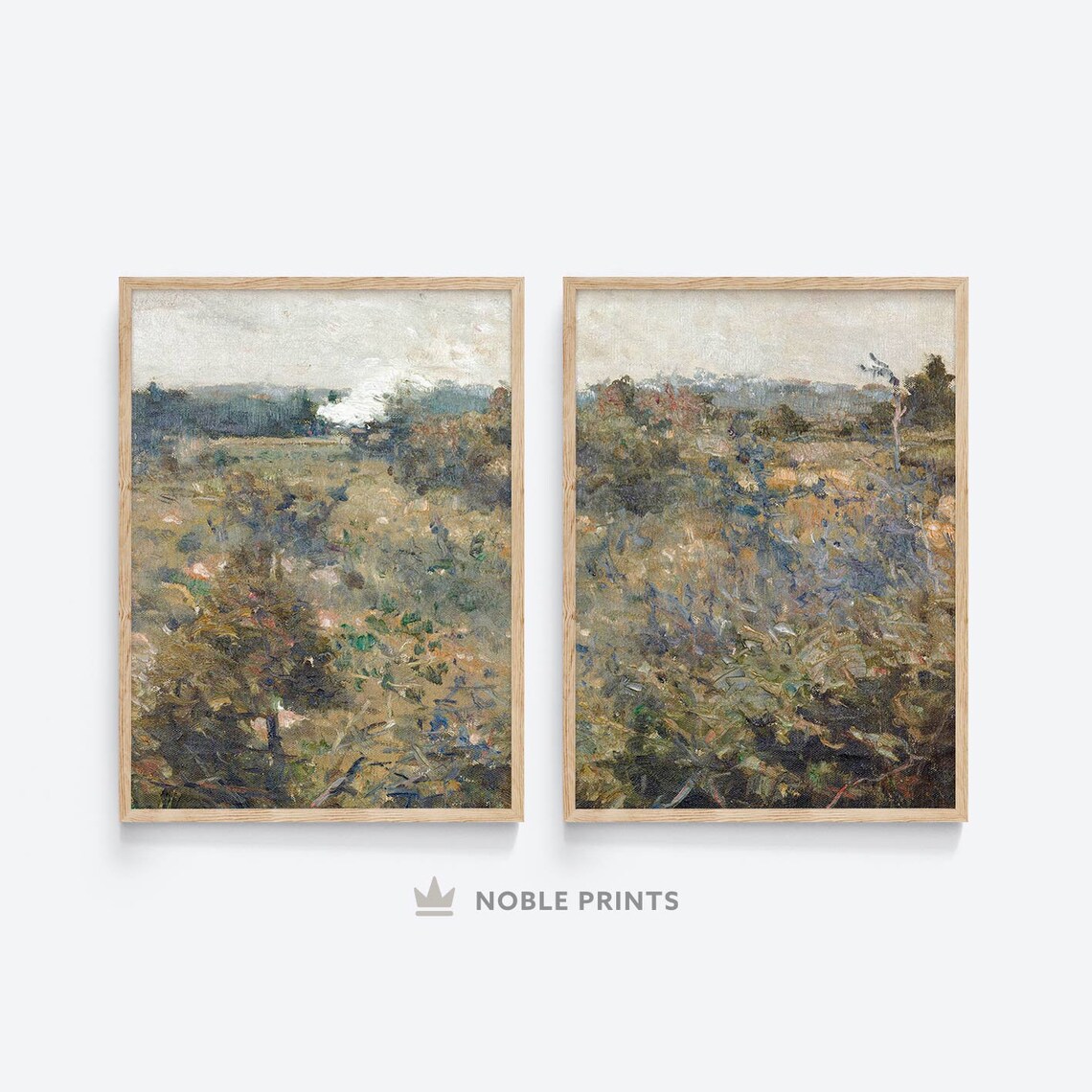 Neutral Country Landscape Painting, Set of 2, Printable, Countryside ...