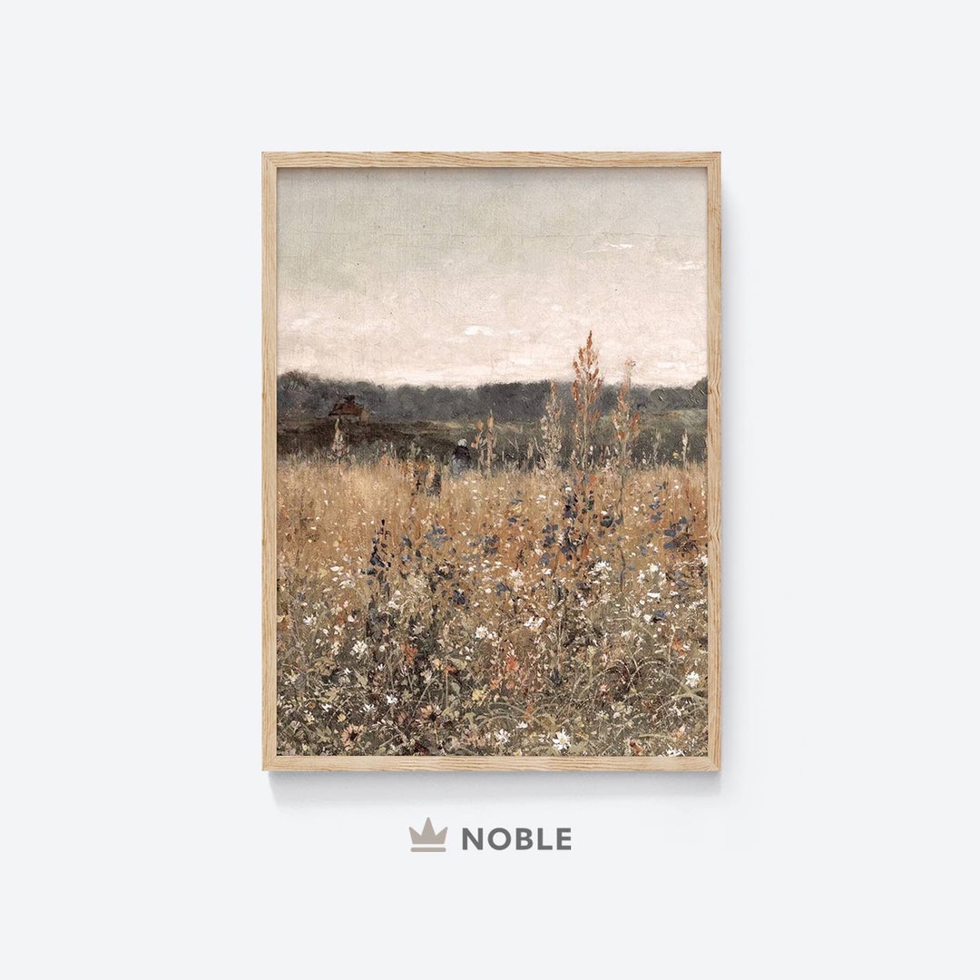 Wildflower Field Print, Vintage Flower Field, Digital Wall Art Download ...