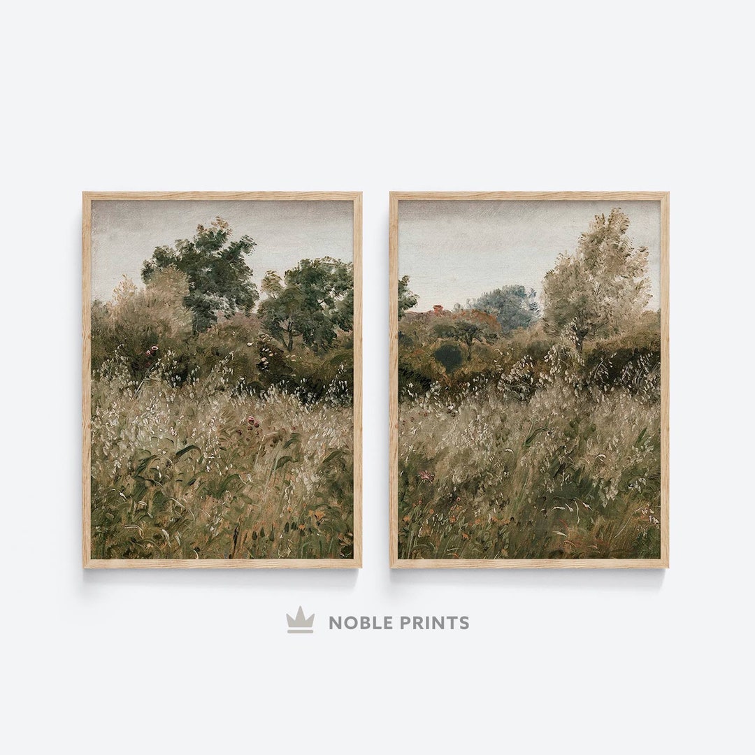 Cottage Landscape Painting, Set of 2, Printable, Summer Decor, Cottage ...