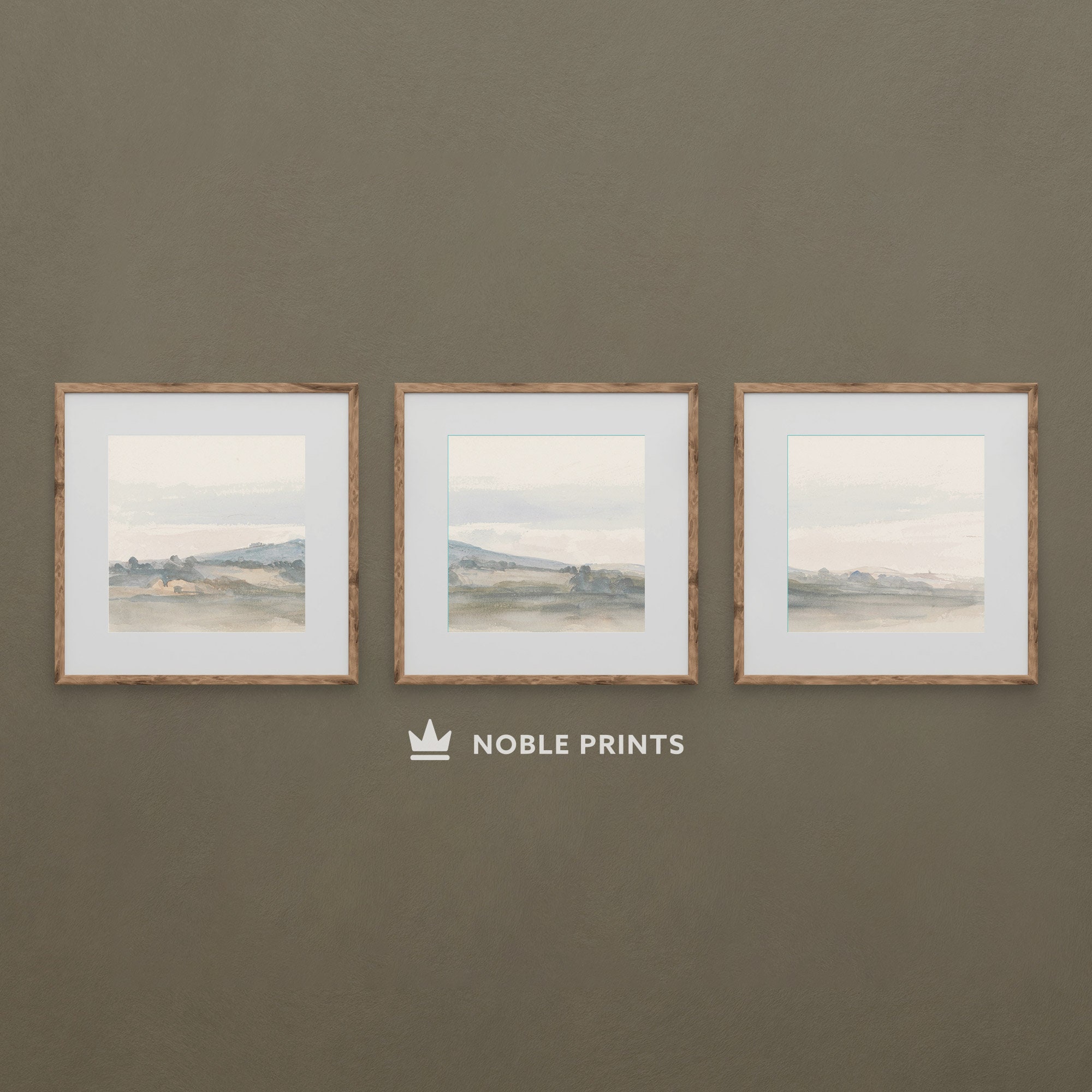 Watercolor Landscape Wall Art Set of 3 Square Print Muted - Etsy