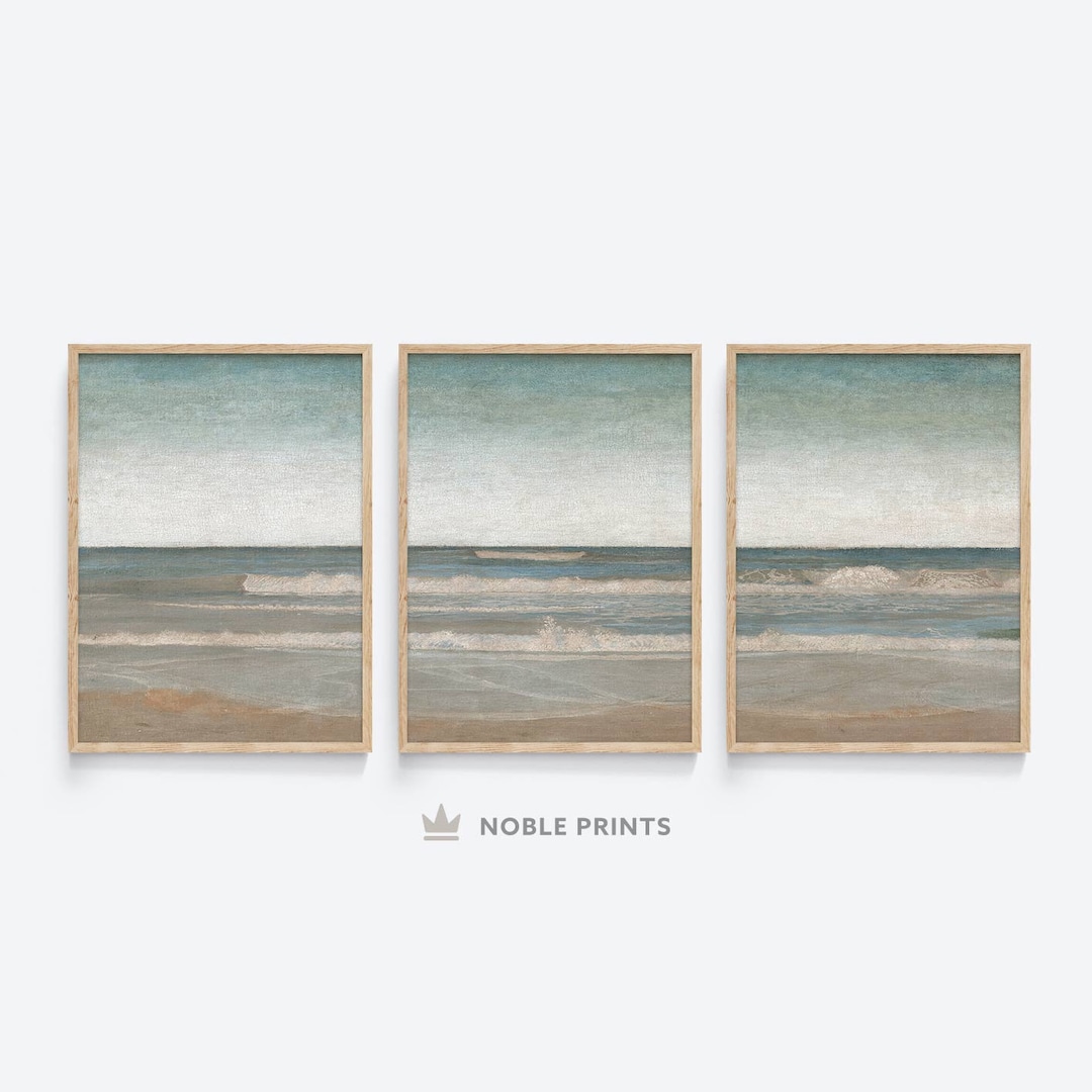 Vintage Beach Landscape Set of 3 Prints, Printable, Beach Landscape ...