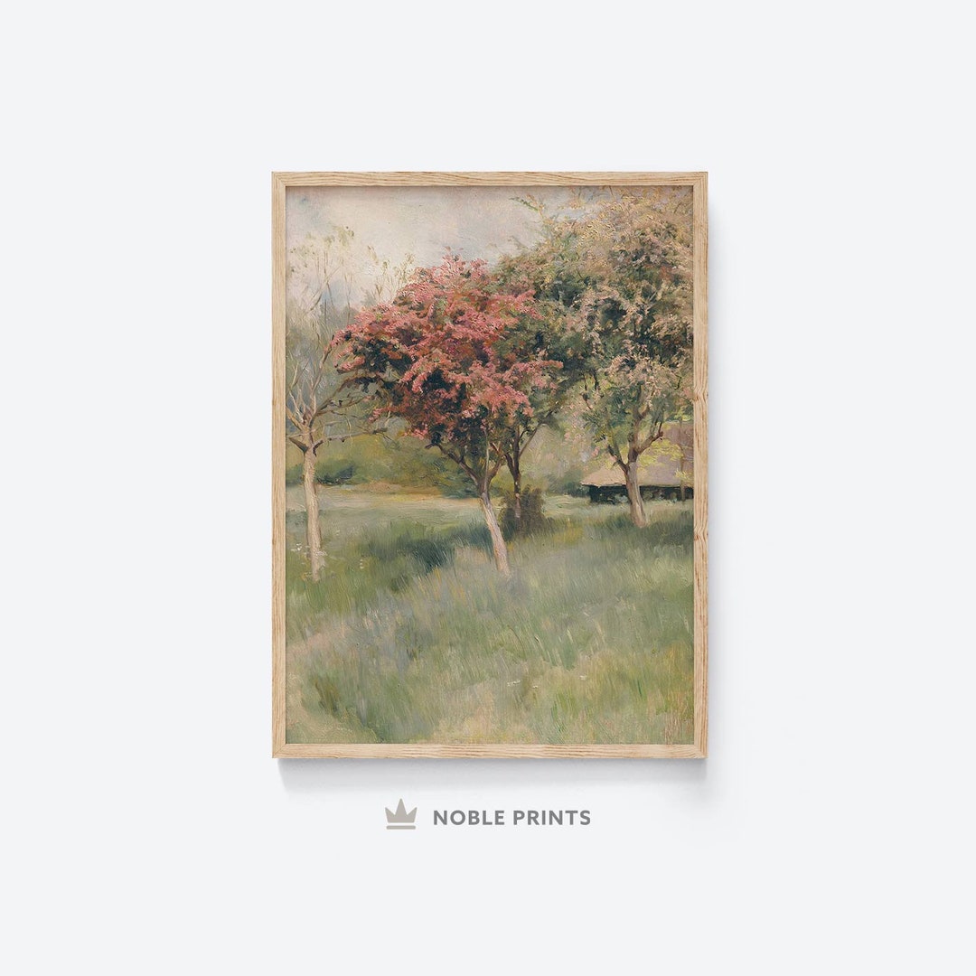 Spring Landscape Painting, Printable, Spring Antique Painting ...