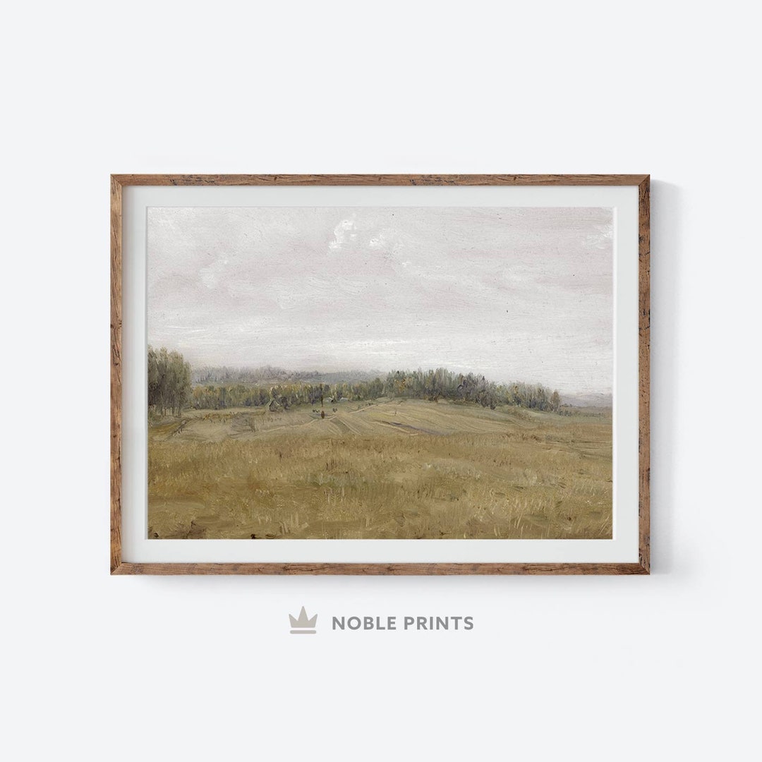 Country Meadow Print, Printable, Summer Wall Art, Vintage Landscape ...