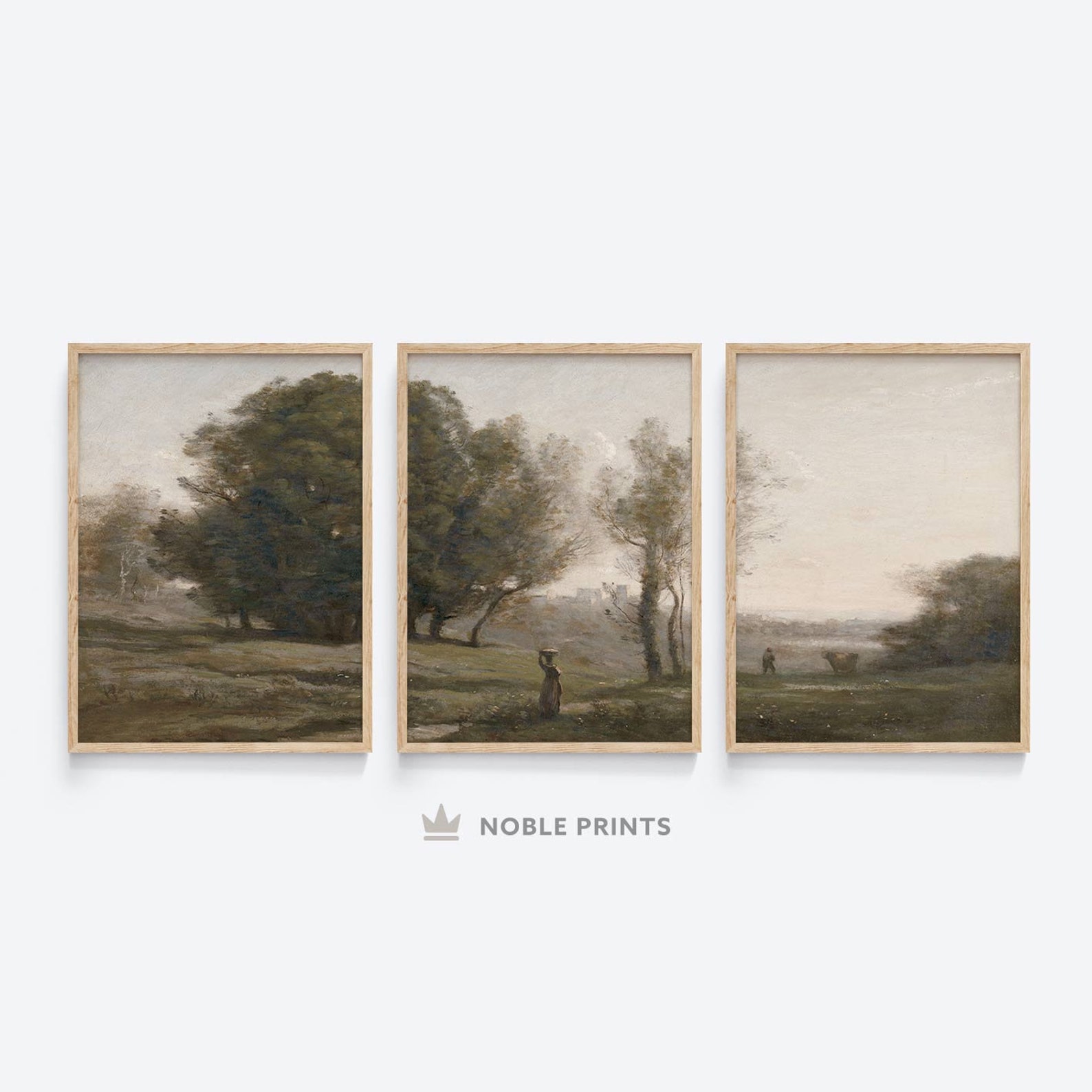Rural Landscape Paintings Set of 3 Prints, Printable, Farmhouse Wall ...