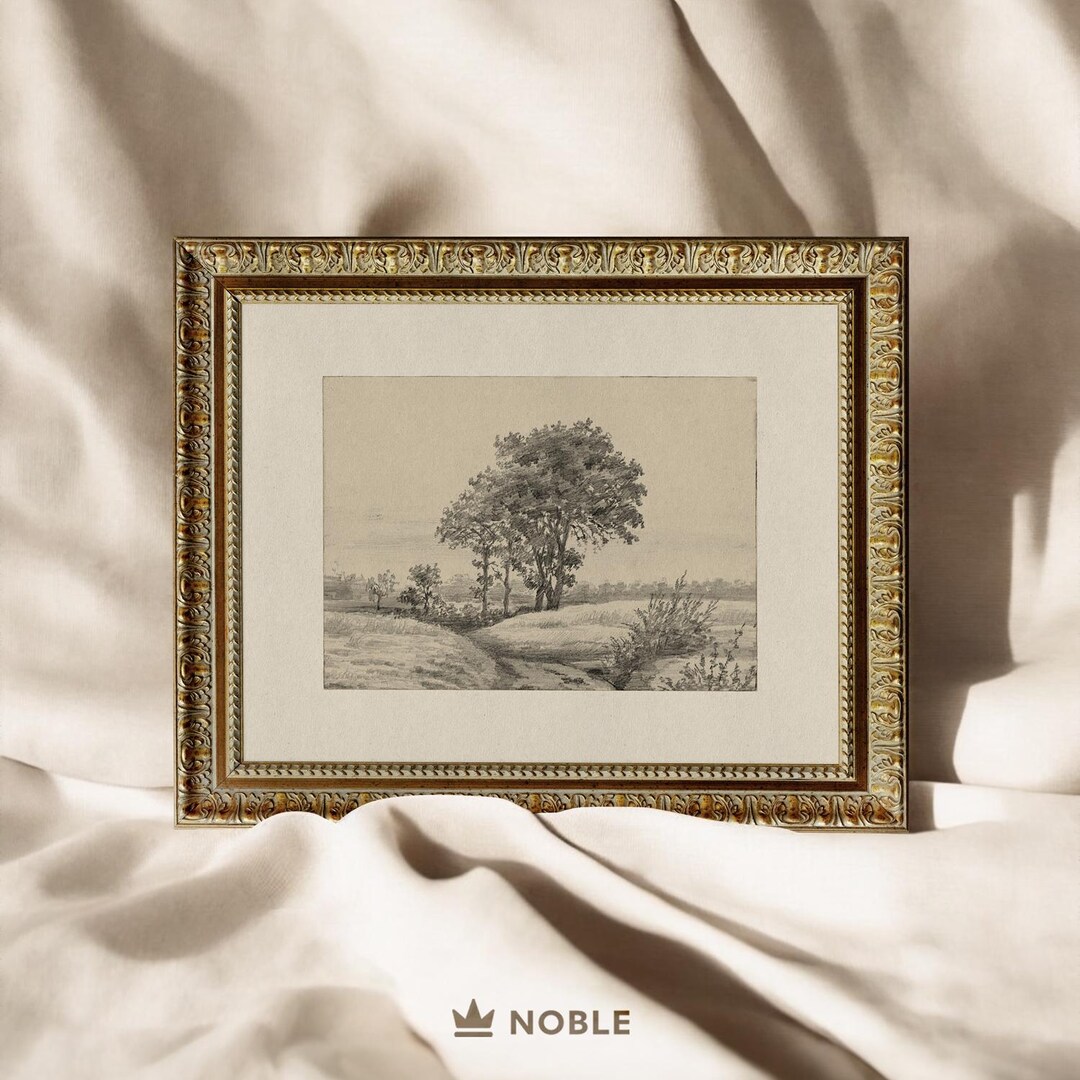 Vintage Tree Drawing Print, Nature Landscape Sketch, Tree Wall Art ...