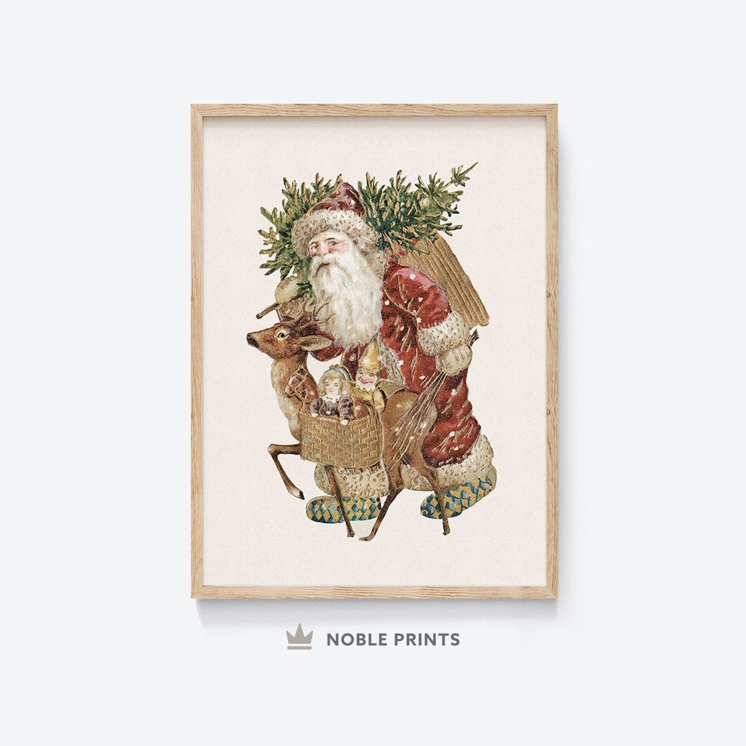 Santa Clause Wall Art, Printable, Vintage Christmas Decor, Vintage ...