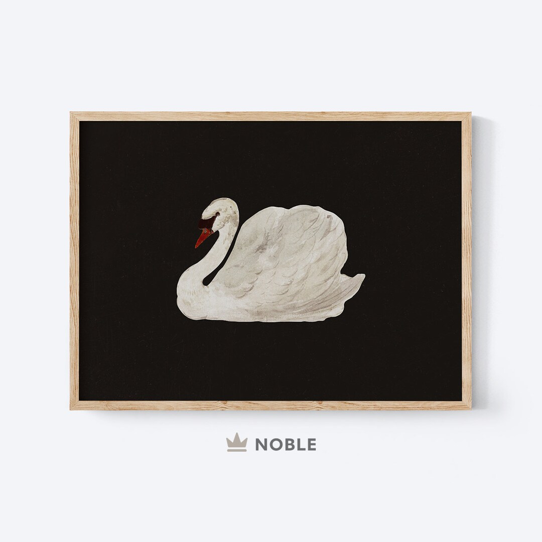 Vintage Swan Painting, Printable, Vintage Kitchen Prints, Moody Wall ...