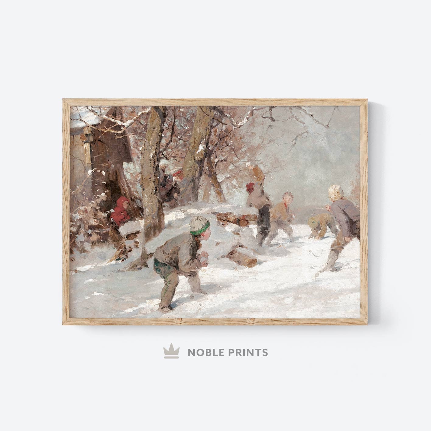 Vintage Christmas Decor, Printable, Snowball Fight, Vintage Christmas ...
