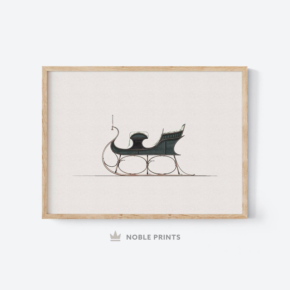 Vintage Sled Print Printable Vintage Winter Art Neutral - Etsy
