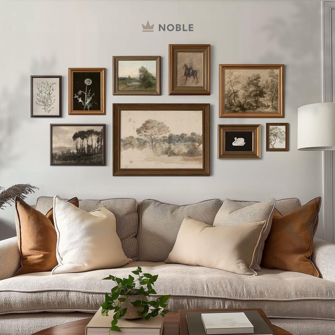 Vintage Gallery Wall Set of 9, Eclectic Gallery Set, Antique Wall Decor ...
