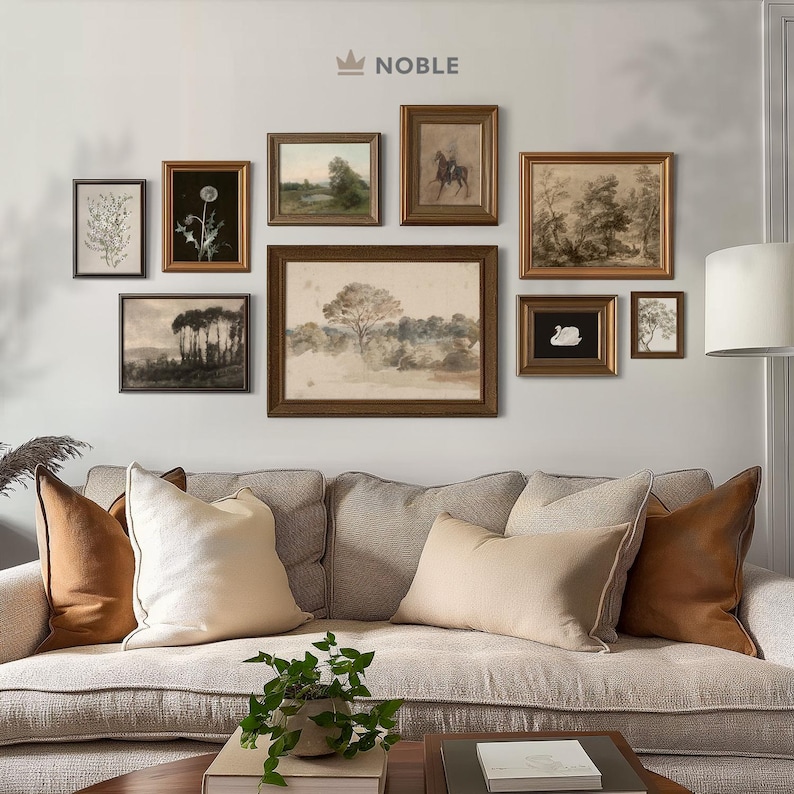 Vintage Gallery Wall Set of 9, Eclectic Gallery Set, Antique Wall Decor ...