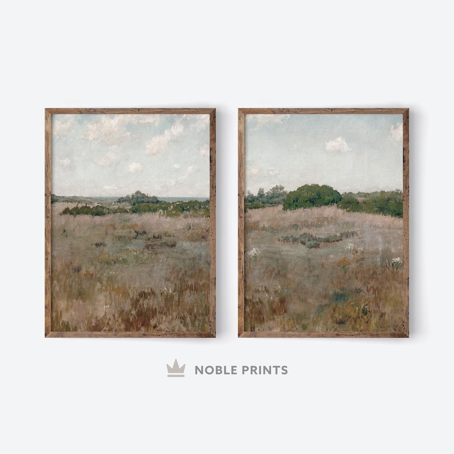 Prairie Landscape Painting, Set of 2, Printable, Antique Farmhouse ...