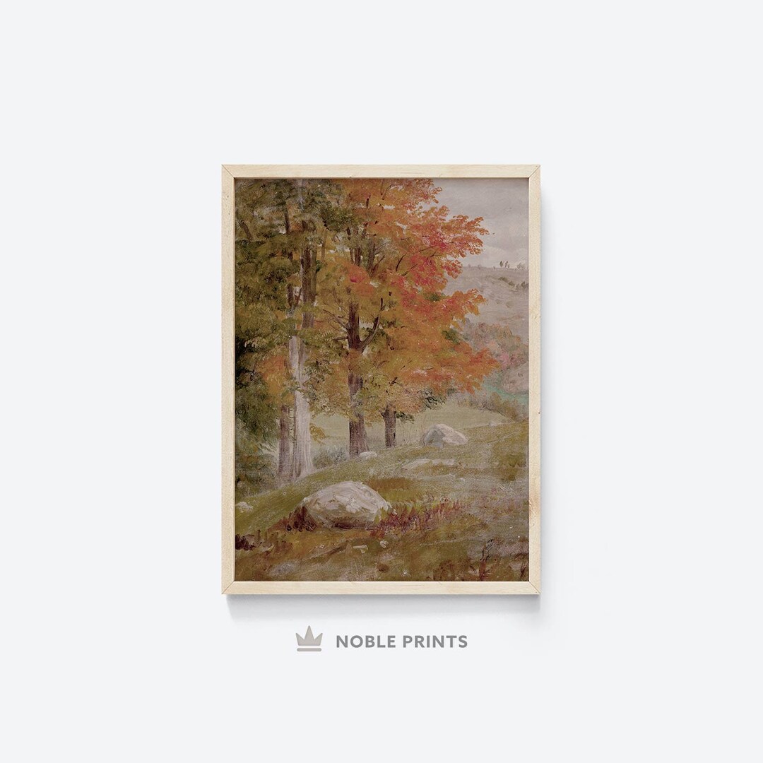 Autumn Landscape Oil Painting, Printable, Vintage Decor, Autumn Trees ...
