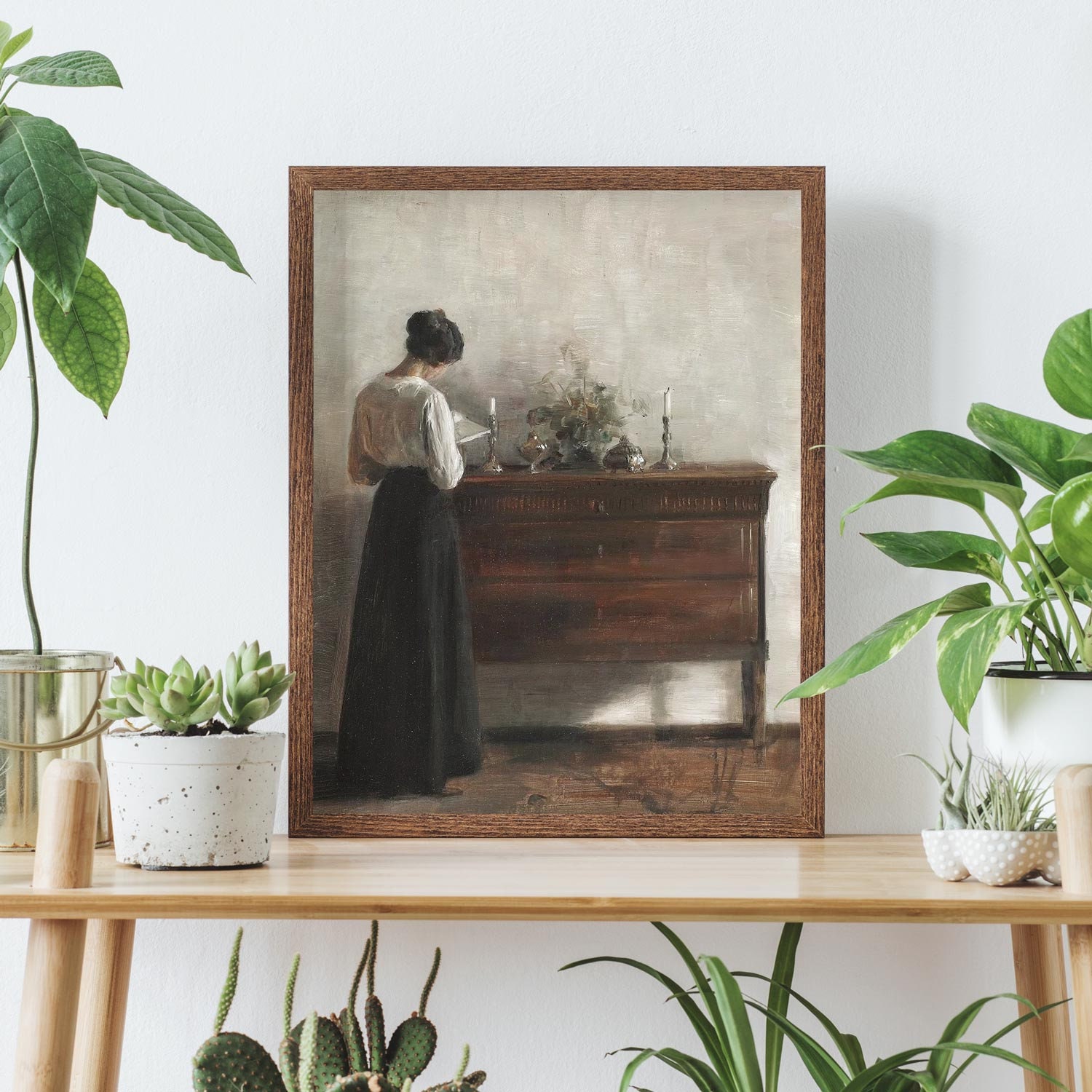 Lady Reading Vintage Painting Printable Antique Woman - Etsy