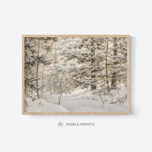 Vintage Winter Landscape Print, Printable, Snowy Winter Forest ...
