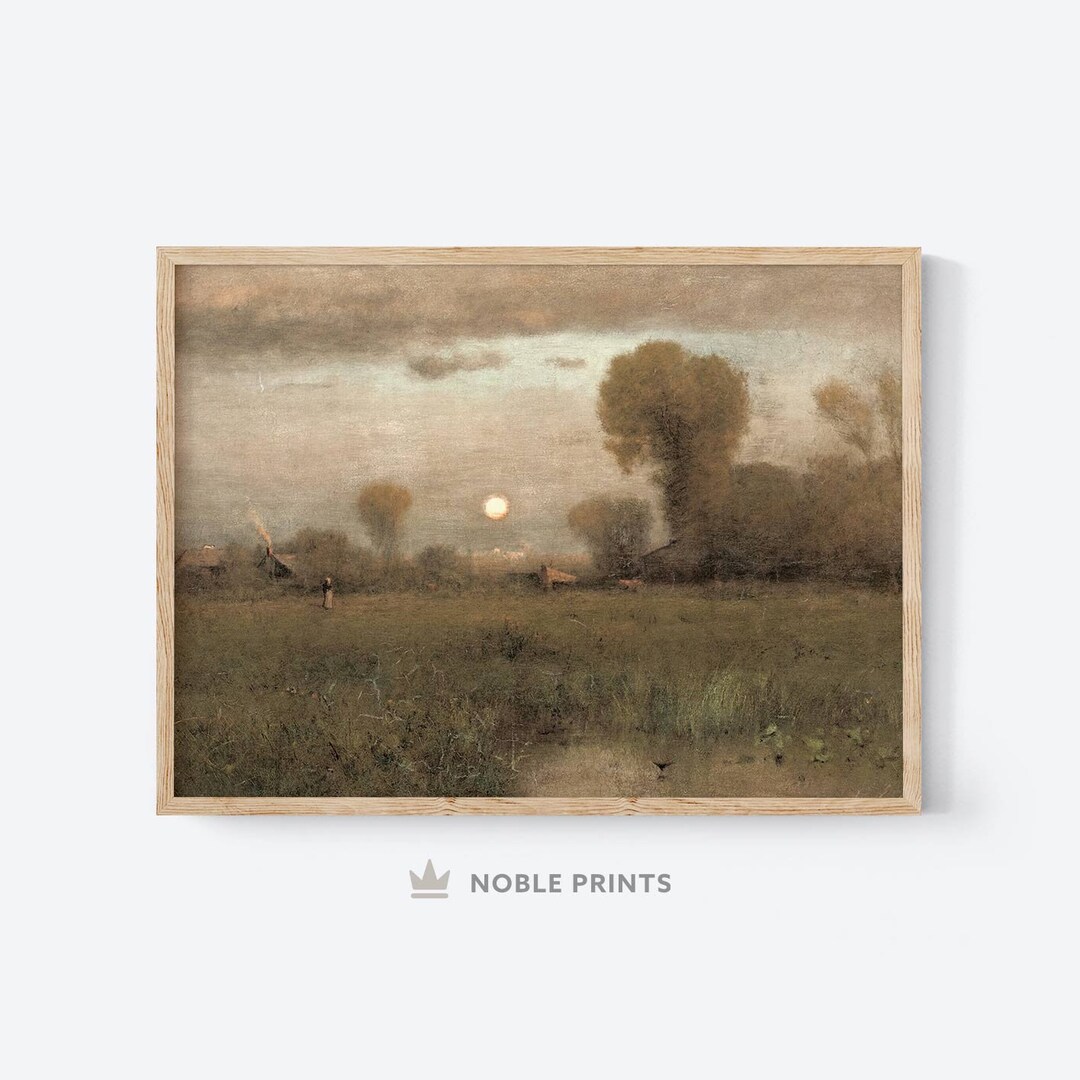 Vintage Moonlight Painting, Printable, Vintage Landscape Painting ...