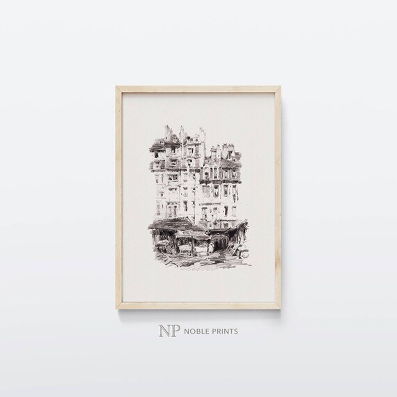 Vintage House Drawing Printable Sketch Architecture Print - Etsy