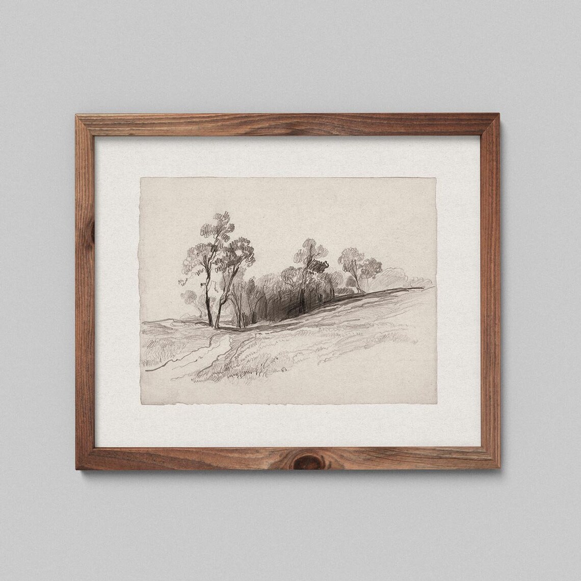 Vintage Landscape Drawing Printable Forest Sketch Digital | Etsy