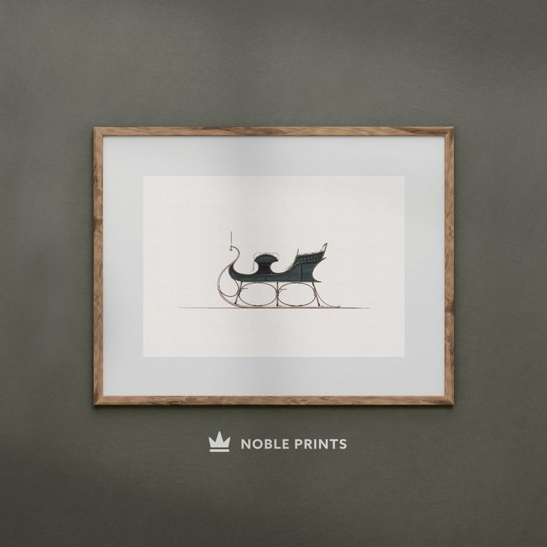 Vintage Sled Print, Printable, Vintage Winter Art, Neutral Christmas ...