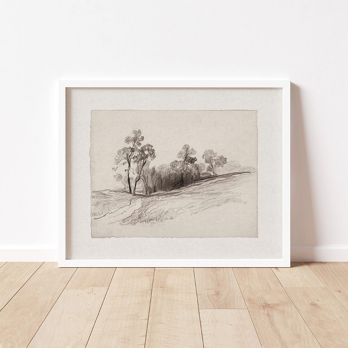 Vintage Landscape Drawing Printable Forest Sketch Digital | Etsy