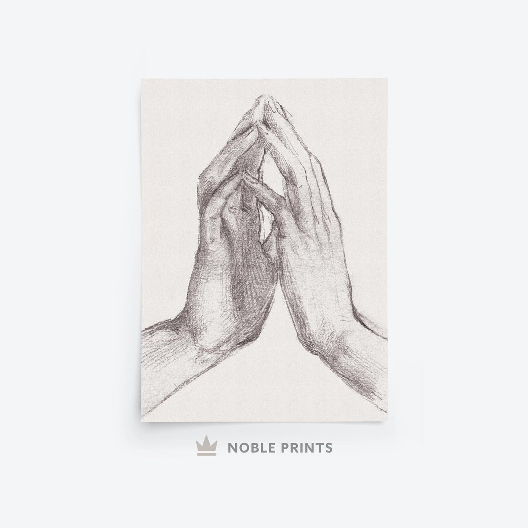 Vintage Hand Drawing, Printable Art, Sketch of Hands, Antique Sketch ...