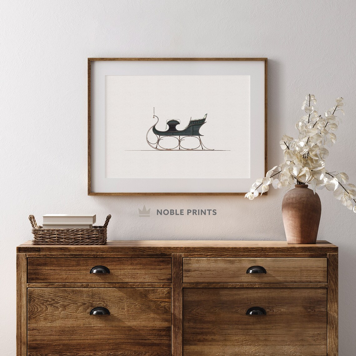 Vintage Sled Print Printable Vintage Winter Art Neutral - Etsy