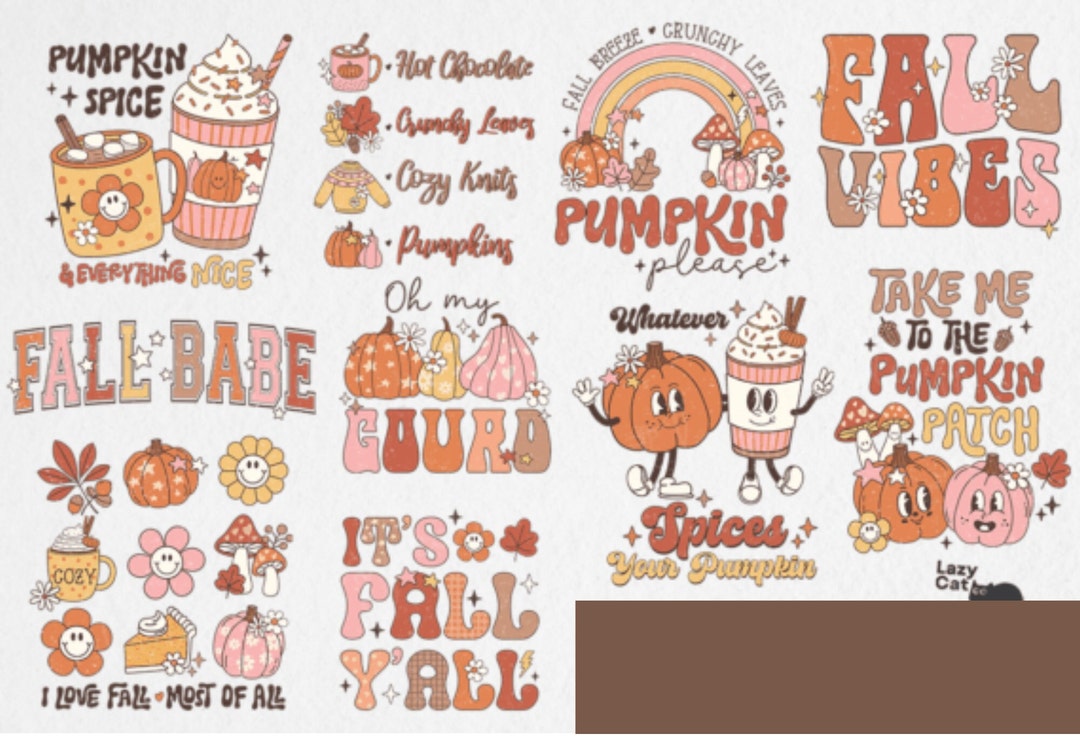 Retro Fall PNG Bundle Fall Bundle PNG Thanksgiving PNG - Etsy