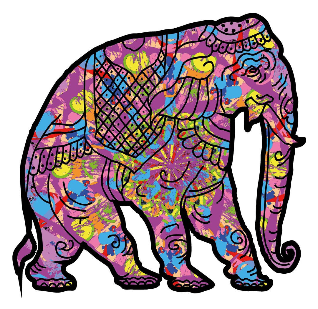 Elephant Outline Mandala - Size: 33 Cm X 34 Cm - Screen Printing ...