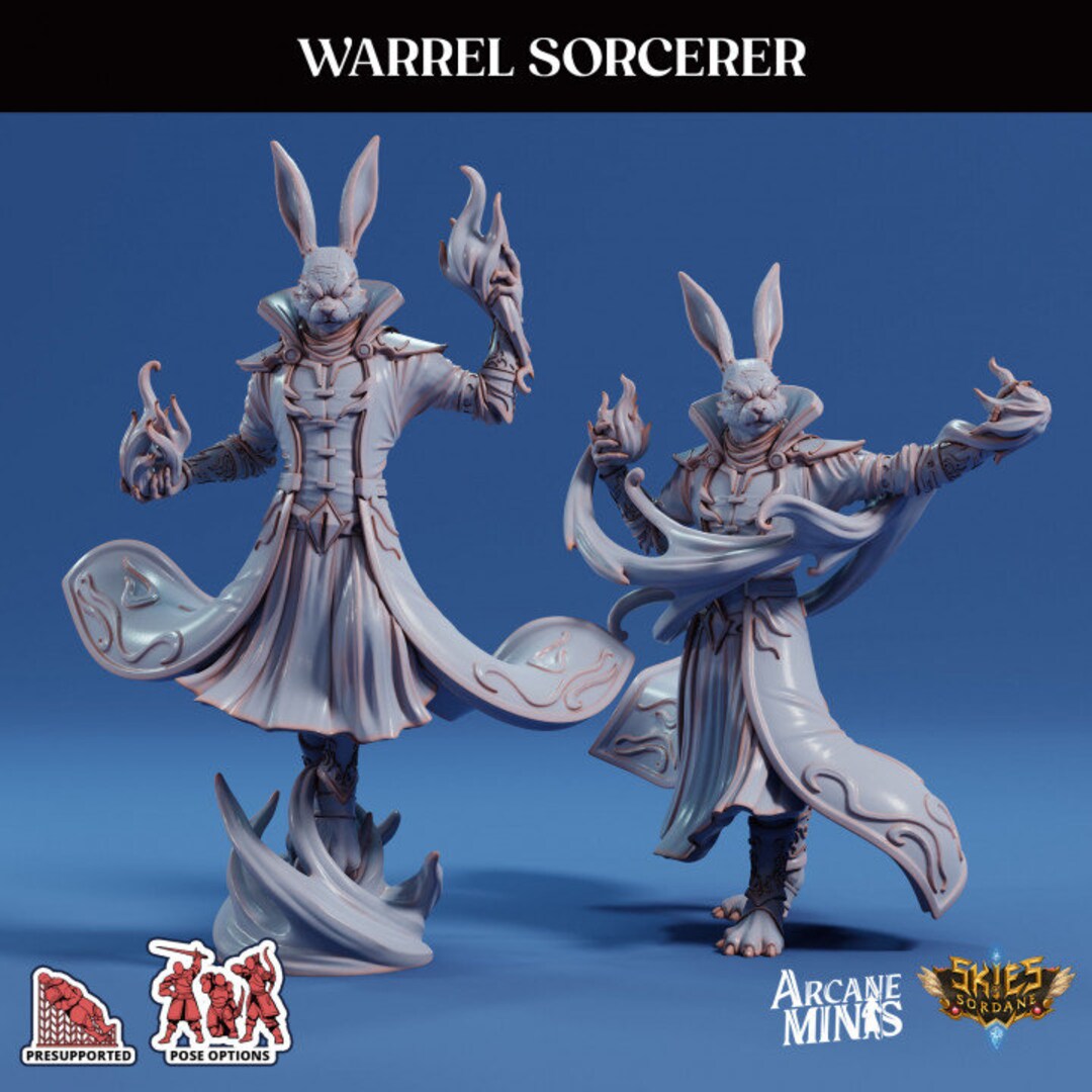 Rabbit Folk Sorcerer | Risky Racing | Arcane Minis - Etsy