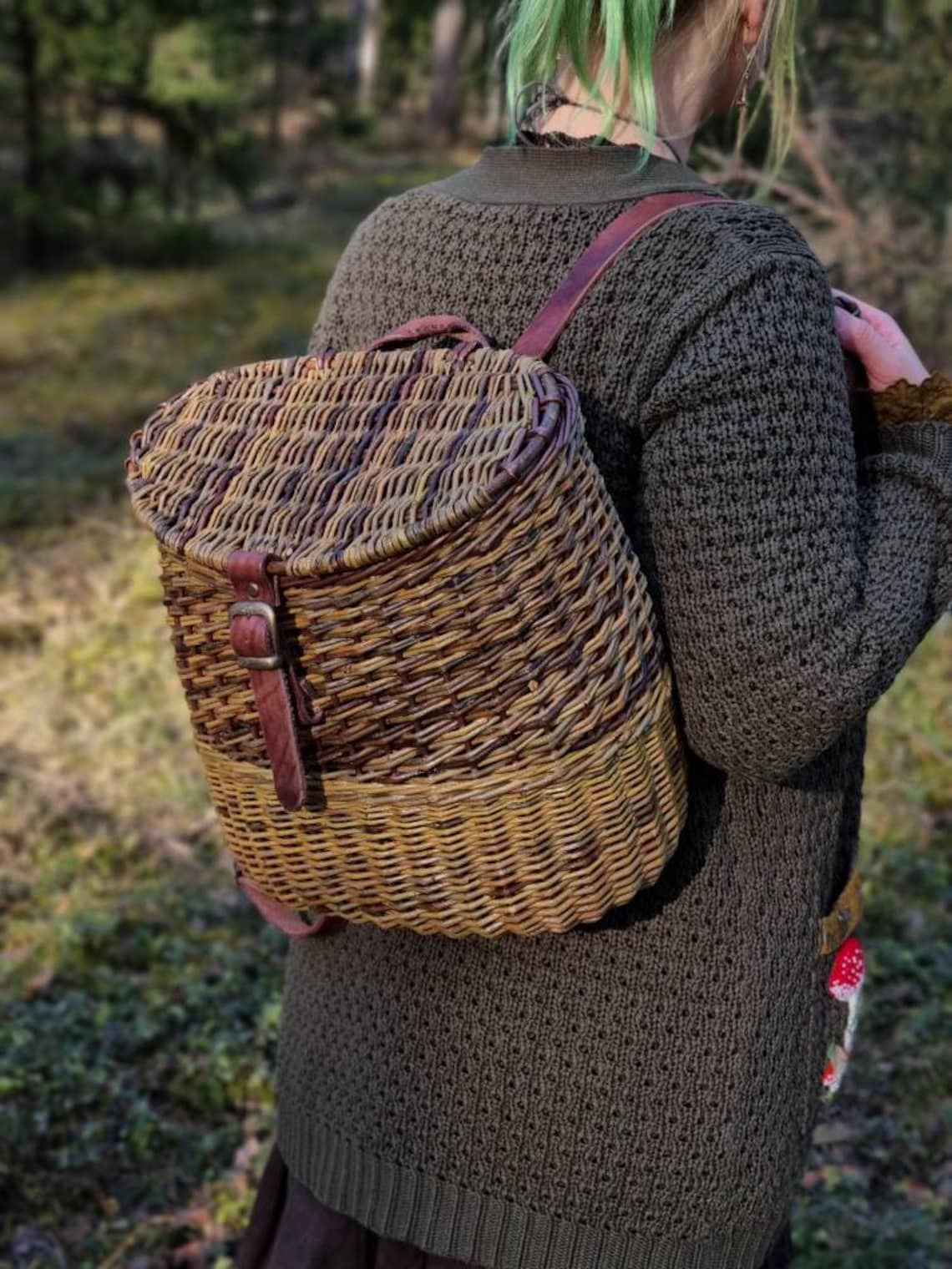Farmer Market Wicker Backpack With Durable Canvas Straps - Etsy