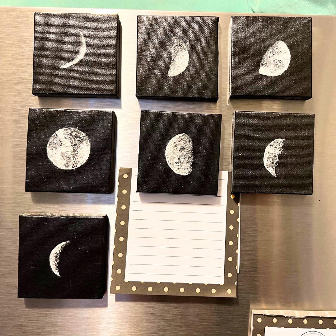 Mini Moon Phase Canvases With Magnets - Etsy