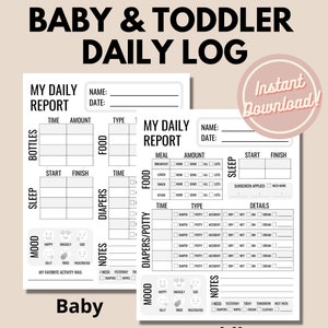 Baby & Toddler Daily Log for Home, Daycare, Nanny, or Babysitter ...