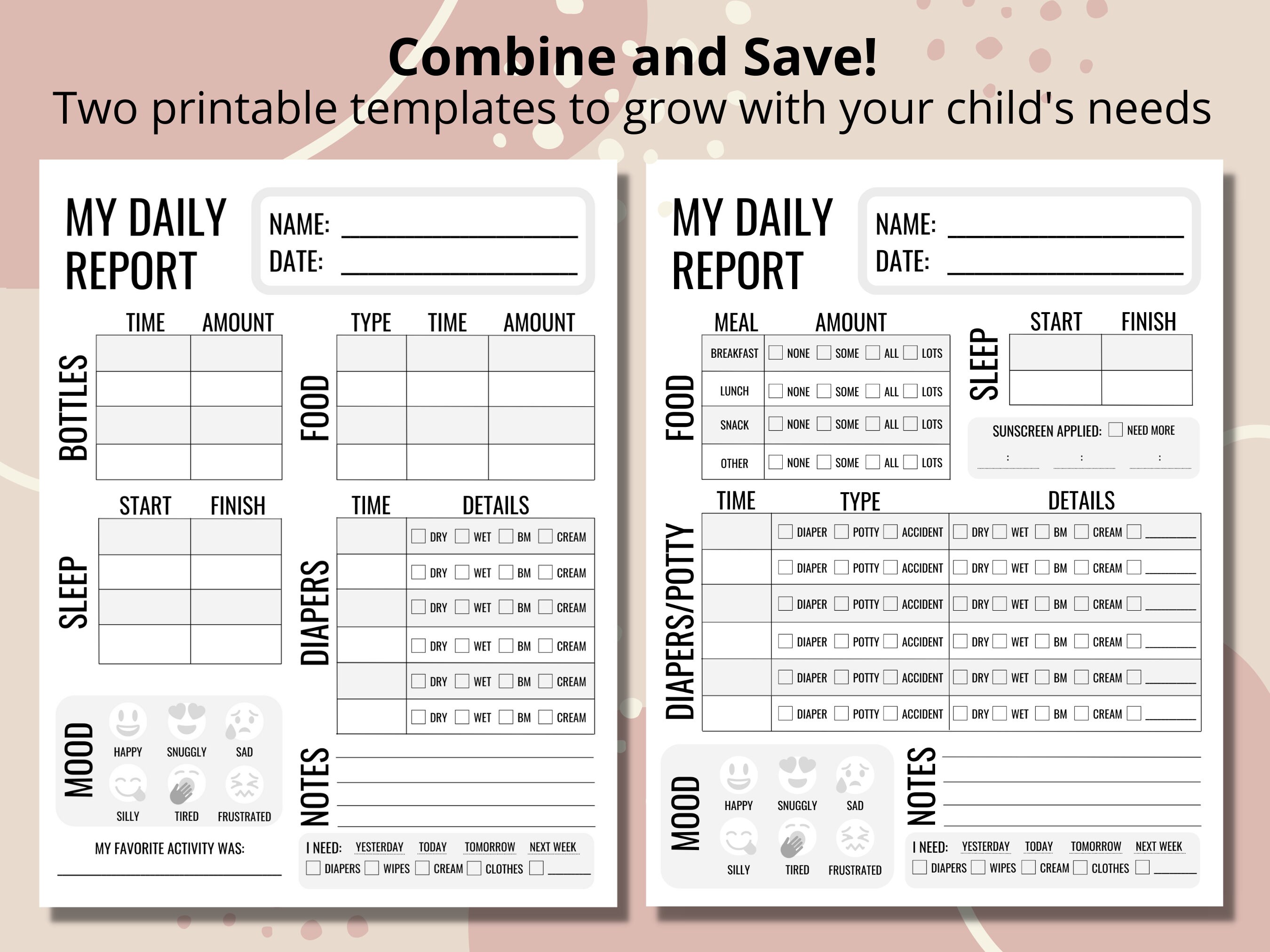 Baby & Toddler Daily Log for Home, Daycare, Nanny, or Babysitter ...